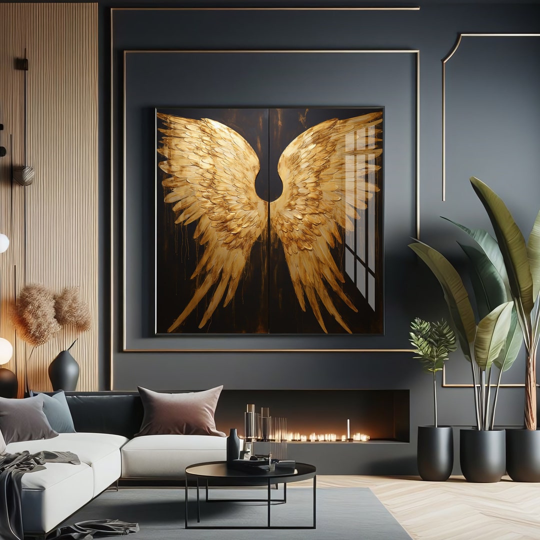 Golden Angel Wings, Ready to Print CMYK PDF, Contemporary Art, Digital ...
