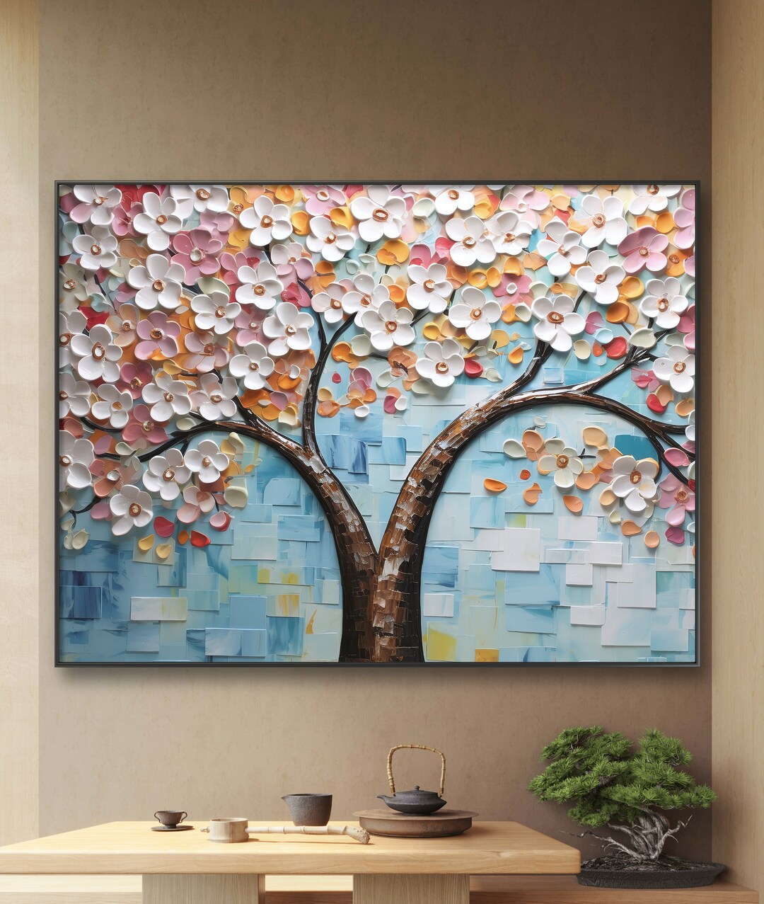 3D Abstract Texture Tree, Textured Oil Painting, Digital Wall Art ...