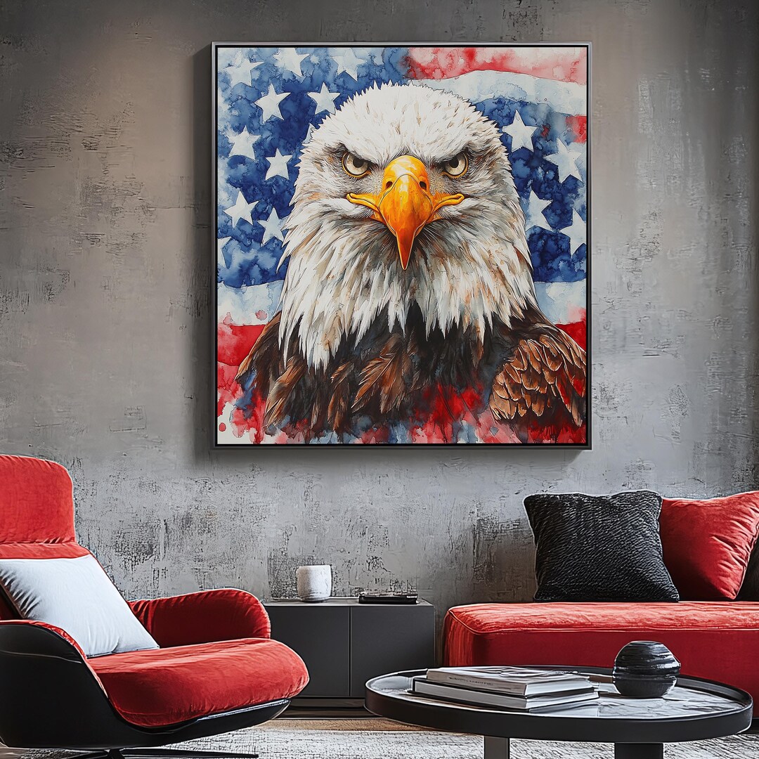 American Eagle Watercolor Digital Print, Patriotic Bald Eagle Art, USA ...