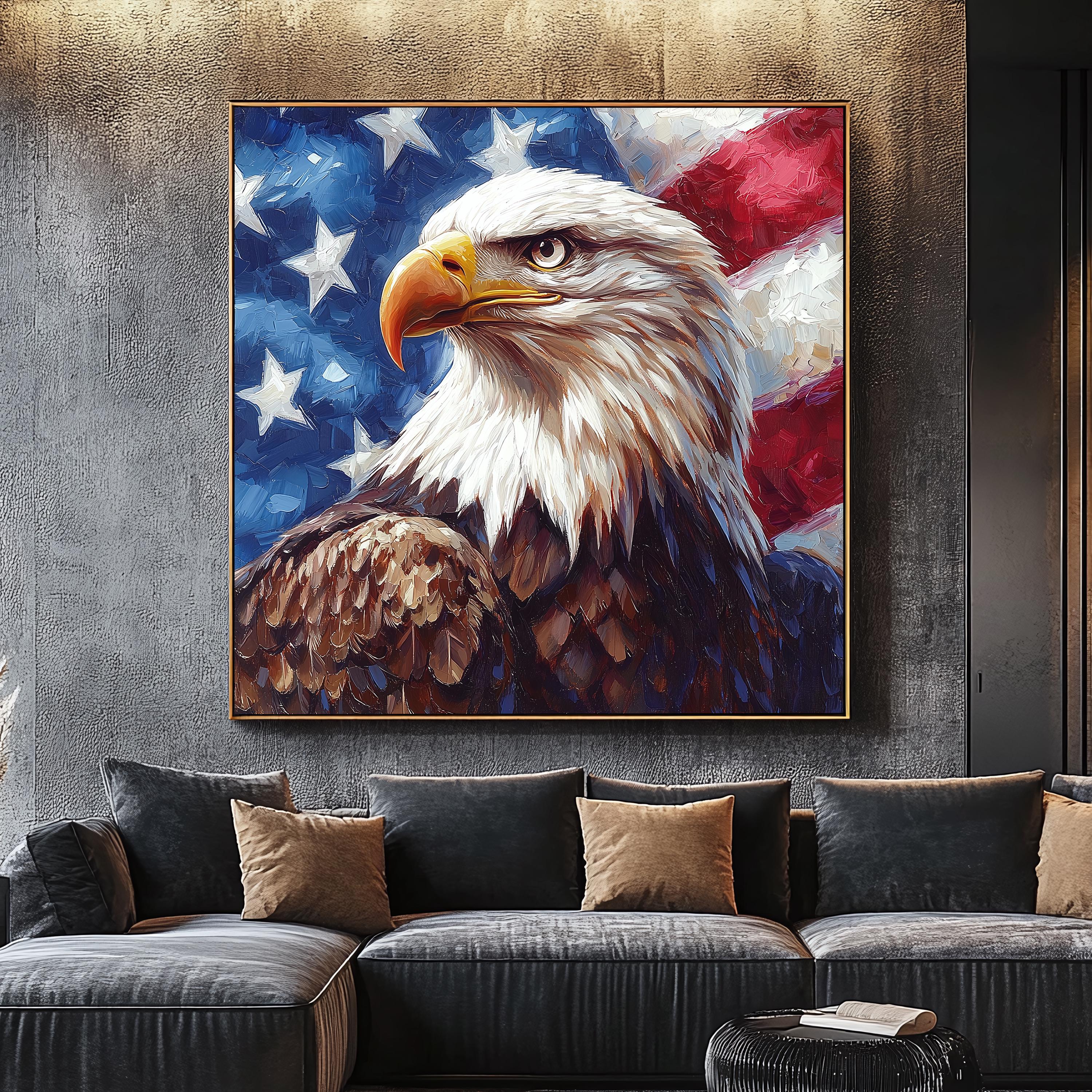 Bald Eagle Oil Painting Digital Print, Patriotic American Eagle Art ...