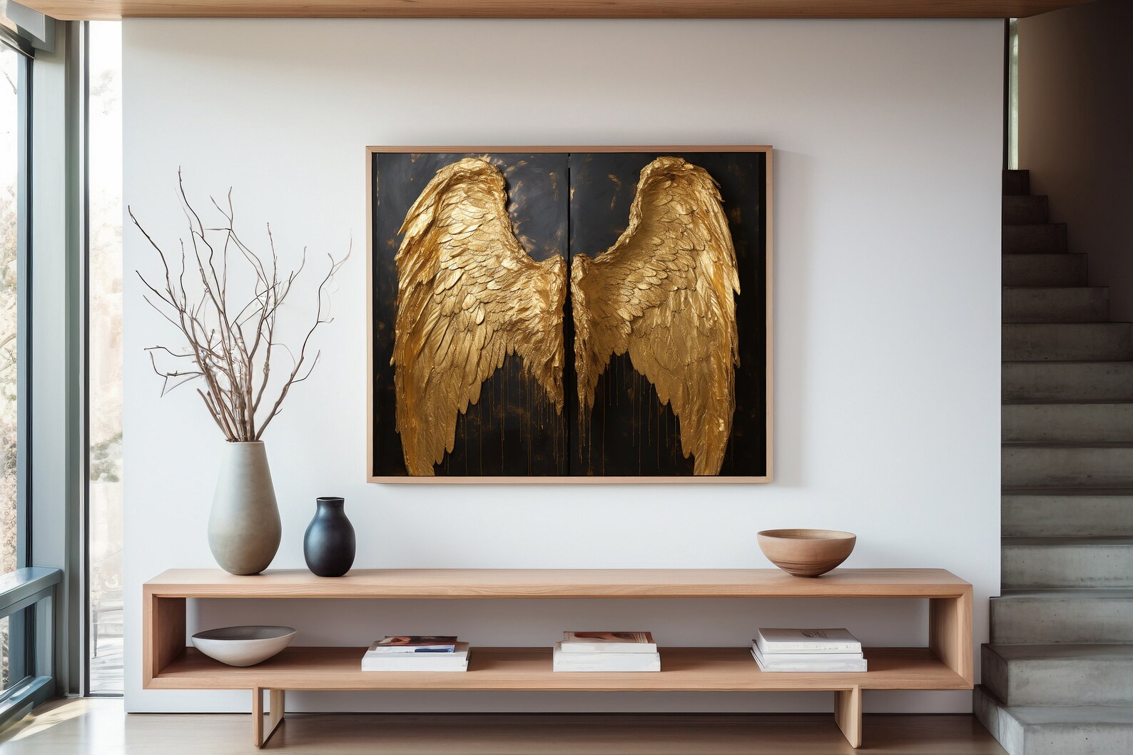 Golden Angel Wings, Ready to Print CMYK PDF, Contemporary Art, Digital ...