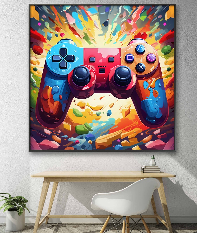 3D Joystick, Gaming Wall Poster, Gaming Controller Digital Wall Art ...
