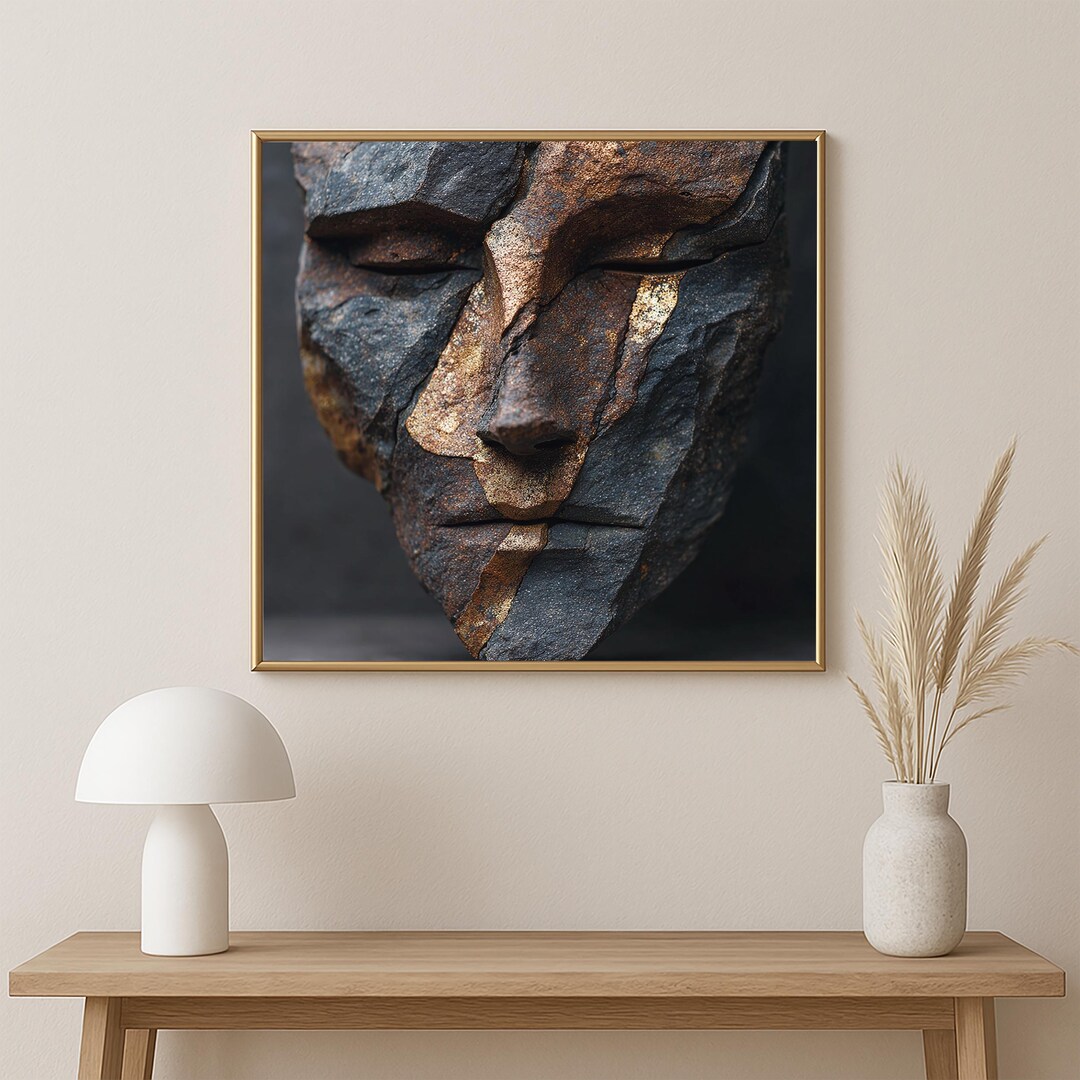 Stone Mask Wall Art – Luxury Kintsugi Digital Print #2185 - Etsy