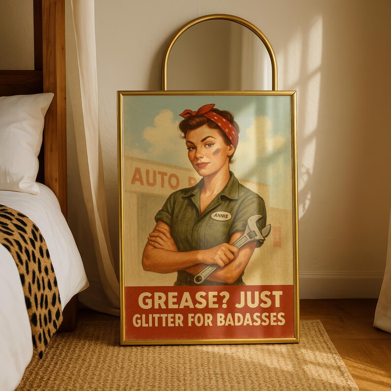 The Mechanic – Retro Feminist Pinup Poster | Vintage Empowered Woman ...