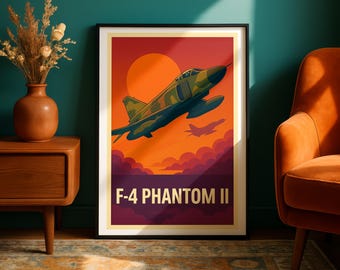 F-4 Phantom II Poster: Retro Aviation, Vietnam Era Jet (digital ...