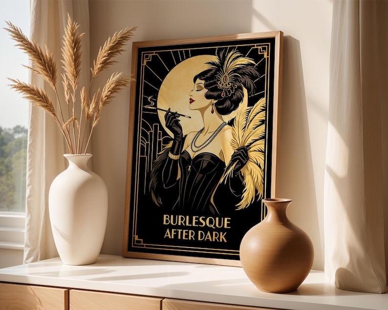 Art Deco Burlesque Print, Vintage 1920s Glamour Cabaret Poster (digital ...