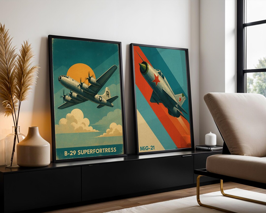Retro Airplane Posters: B-29 Superfortress & Mig-21 (digital Prints) - Etsy