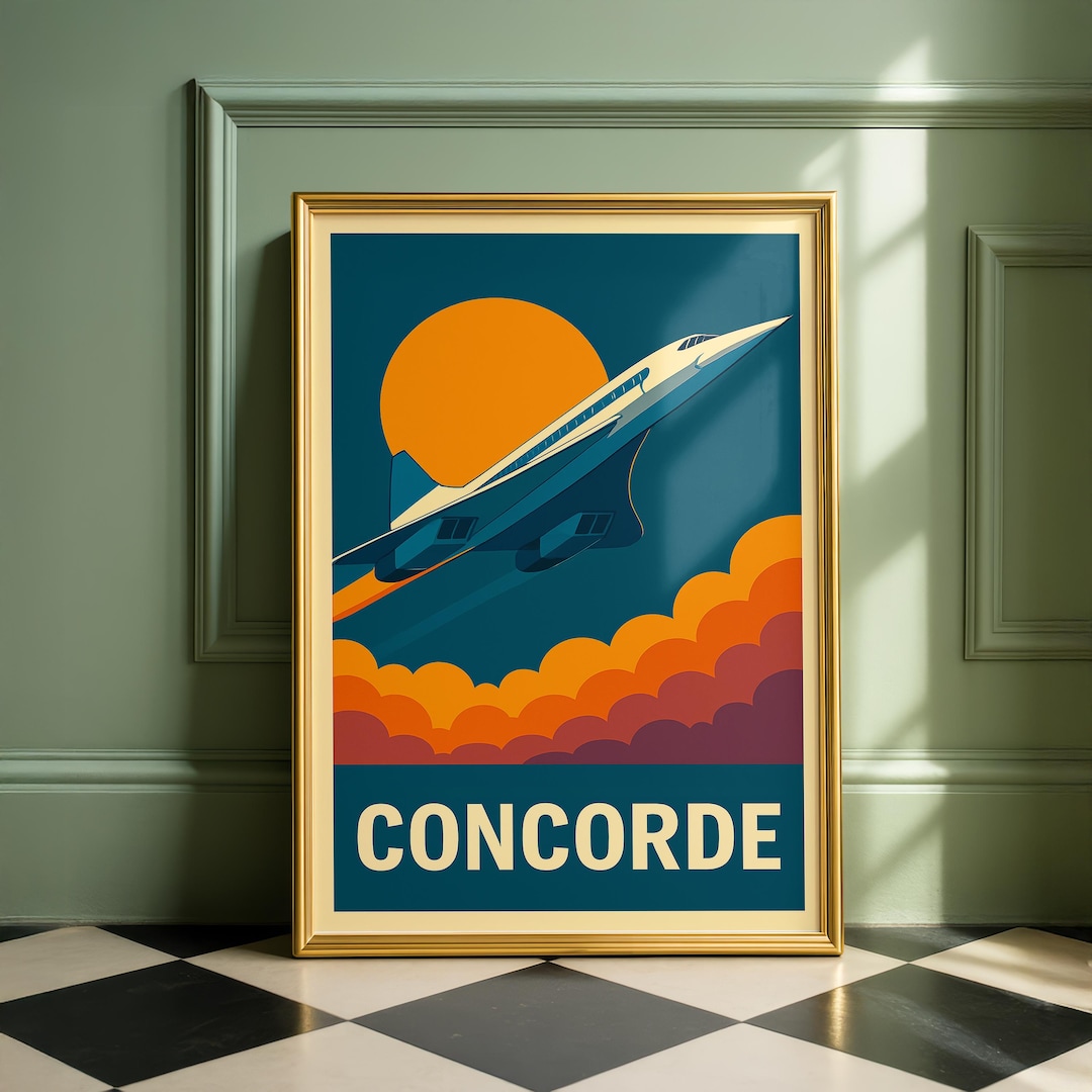 Concorde Poster: Vintage Supersonic Jet, Retro Aviation Art (digital ...