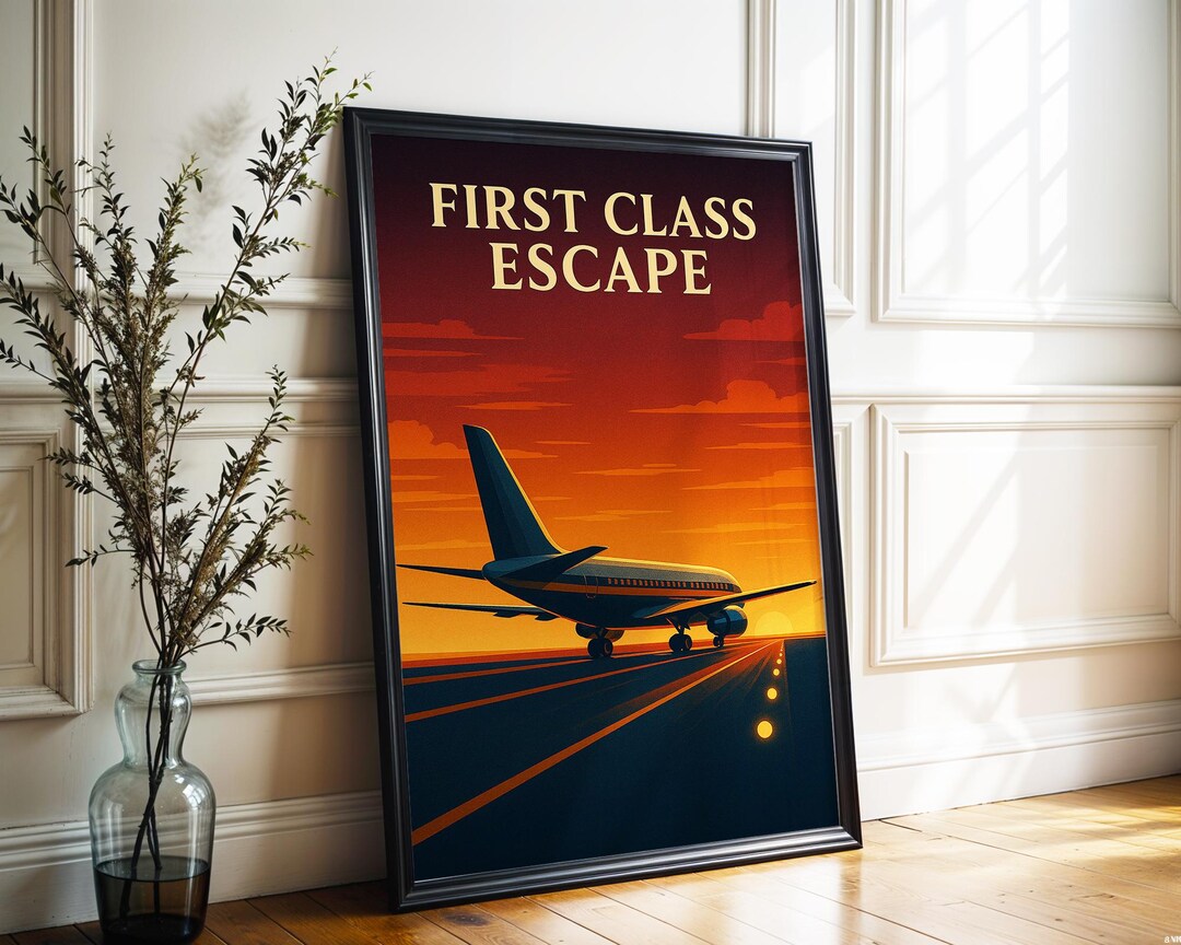 Retro Airplane Travel Poster: Vintage Jet Age Aviation Art (digital ...