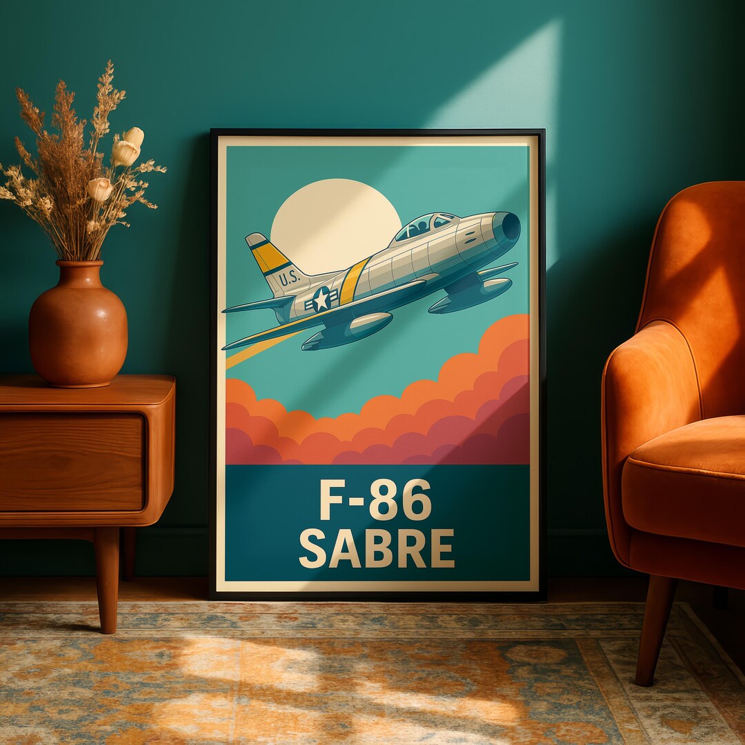 F-86 Sabre Poster: Retro Korean War USAF Jet (digital Download) - Etsy