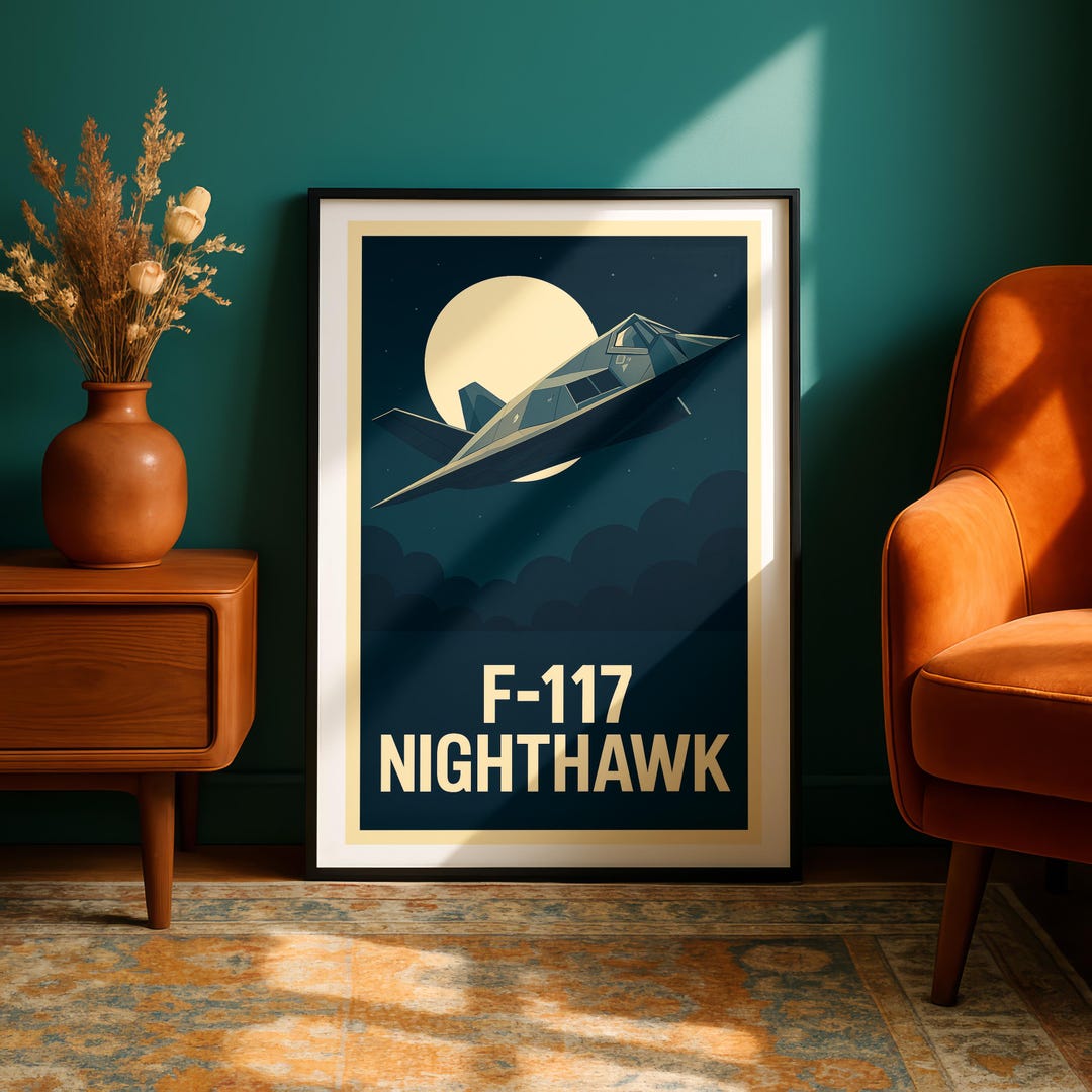 F-117 Nighthawk Poster: Retro Stealth Aircraft Aviation Art (digital ...