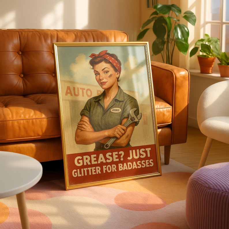 The Mechanic – Retro Feminist Pinup Poster | Vintage Empowered Woman ...