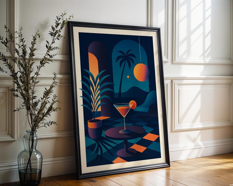 Retro Cocktail Poster: Mid-century Modern Aperitivo Art (digital ...