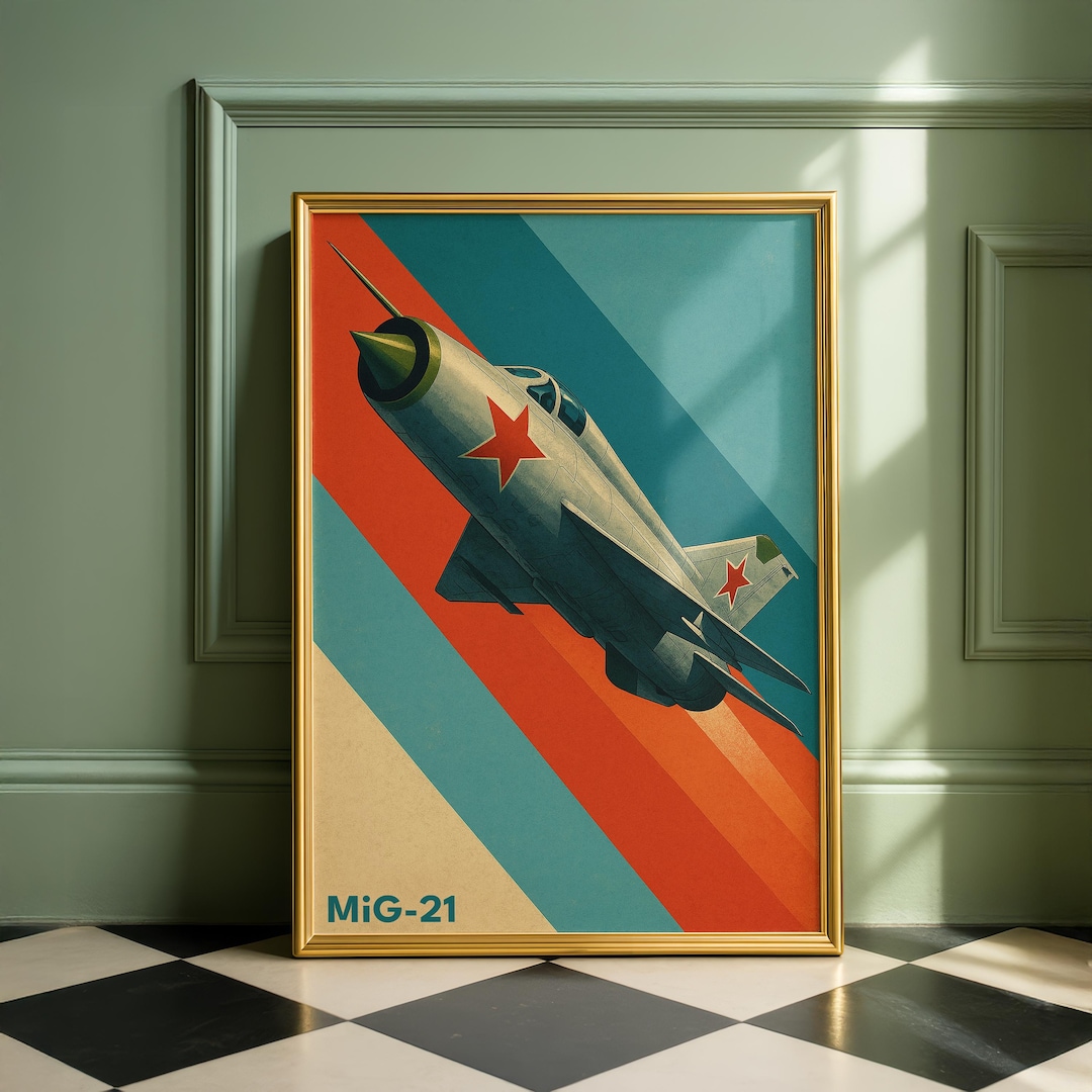 Mig-21 Jet Fighter Art Print – Retro Cold War Aviation Illustration - Etsy