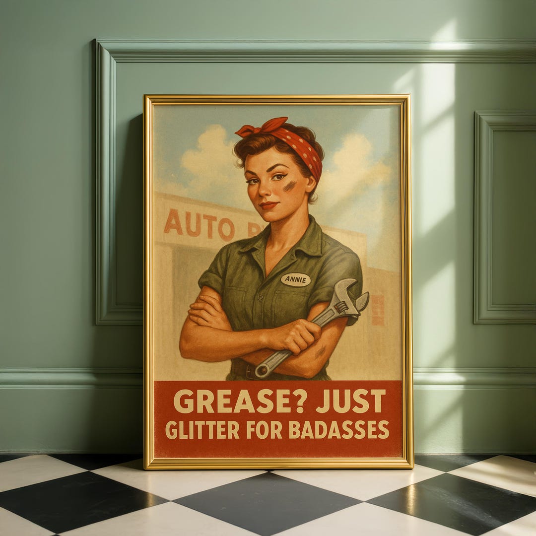 The Mechanic – Retro Feminist Pinup Poster | Vintage Empowered Woman ...
