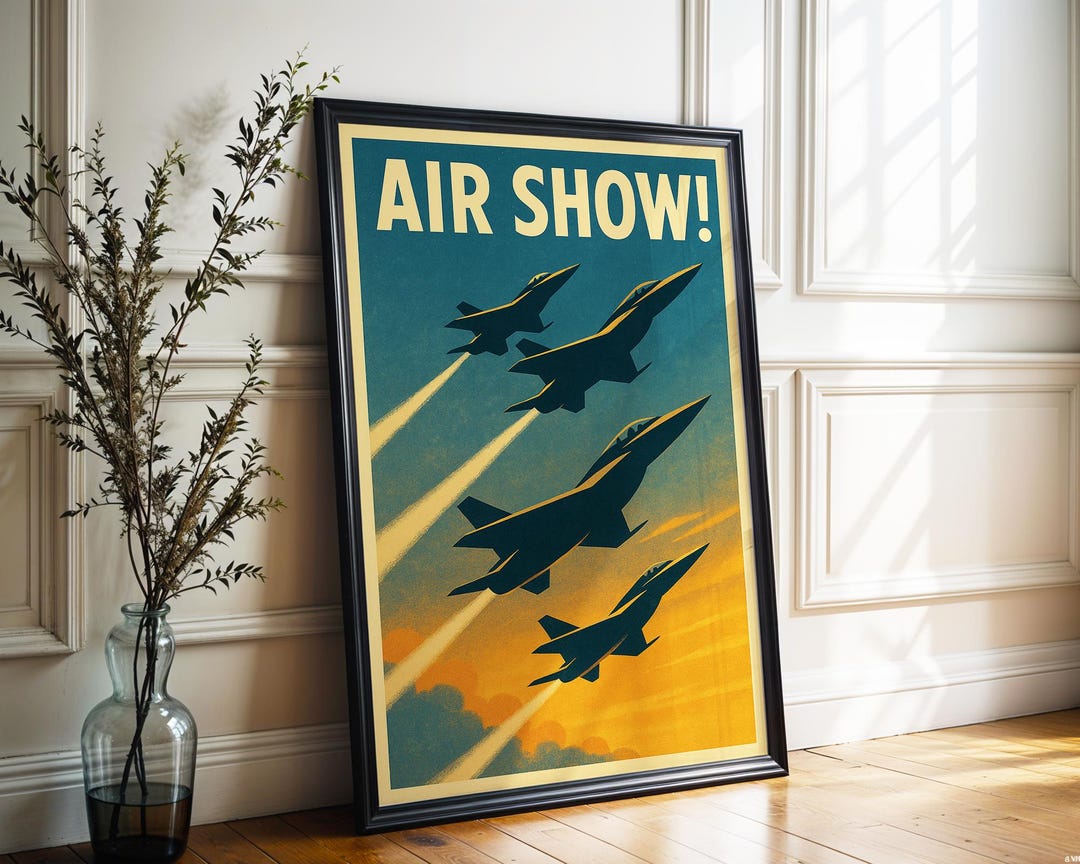 Vintage Air Show Poster: Retro Jet Formation Aviation Art (digital ...