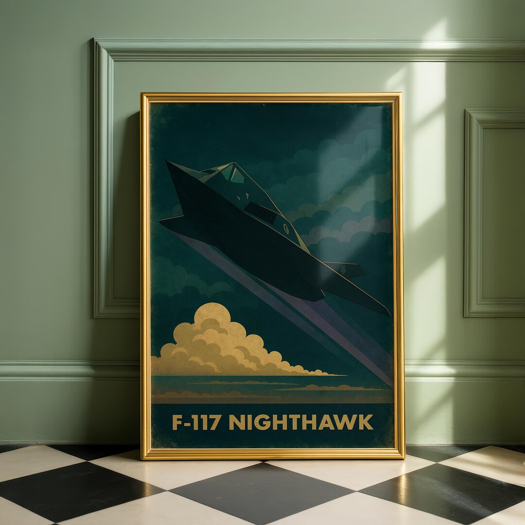 F-117 Nighthawk Poster: Retro Stealth Jet, Military Aviation Art ...