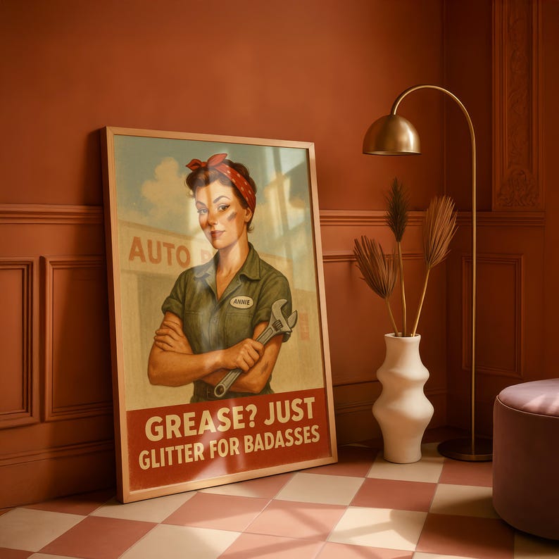 The Mechanic – Retro Feminist Pinup Poster | Vintage Empowered Woman ...