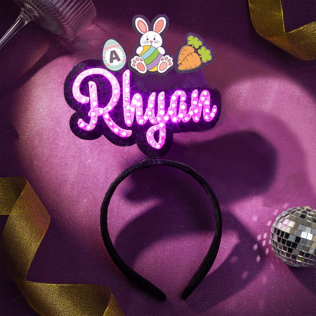 Personalized Easter Bunny Neon Headband, Custom Name Light-up Headband ...