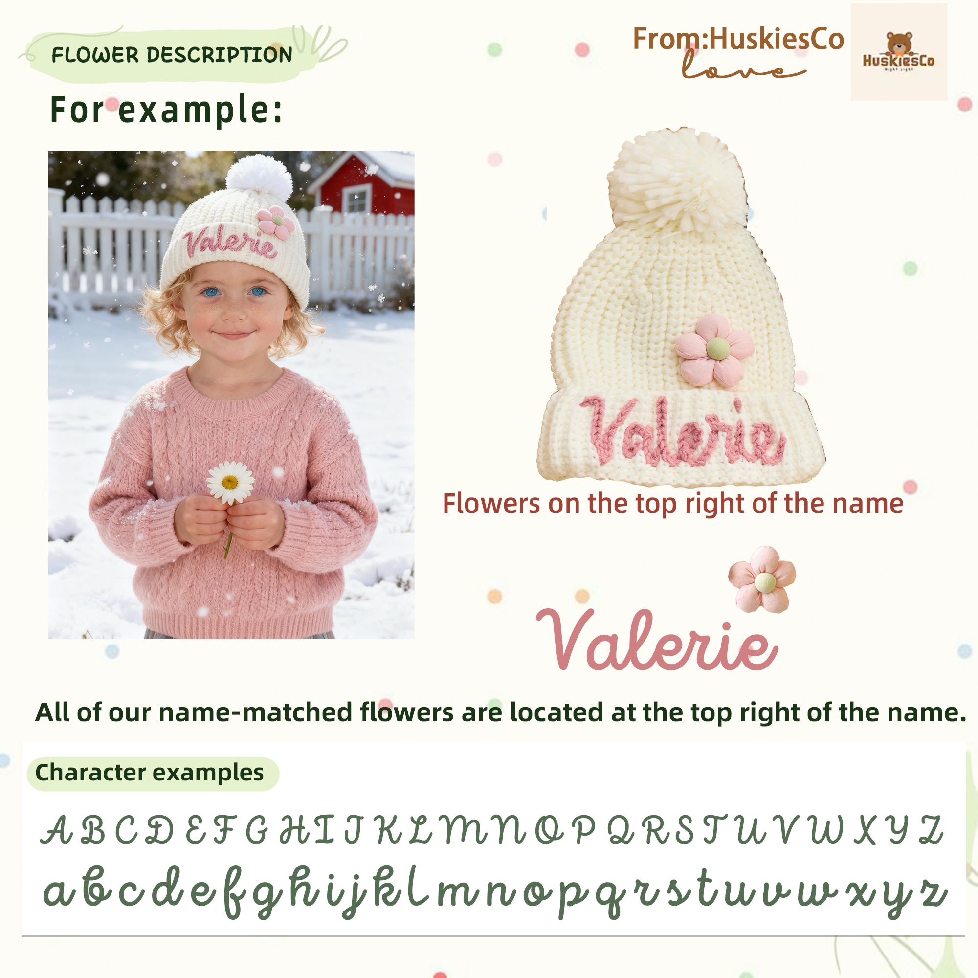 Cute Pom Pom Beanie With Name, Cozy Toddler Beanie With Custom ...