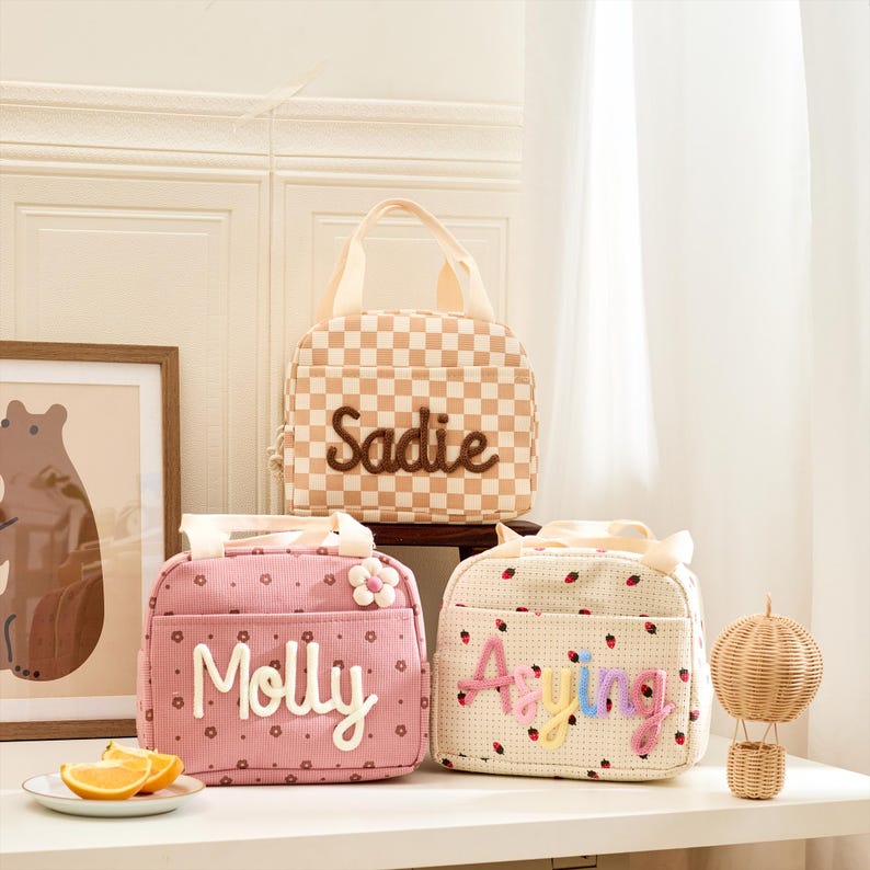 Personalized Kids Lunch Bag With Name - Strawberry School Lunch Tote ...