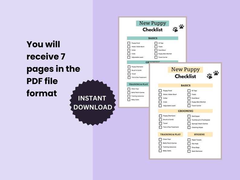 New Puppy Checklist, Puppy Supplies List, Puppy Printable, Checklist ...