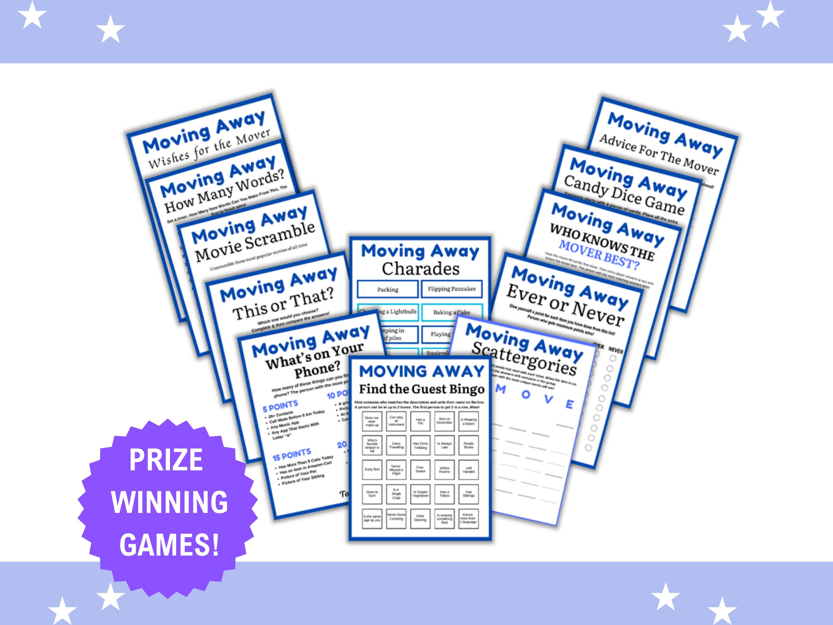Going Away Party Games-20 Moving Away Games, Farewell Party Bundle ...