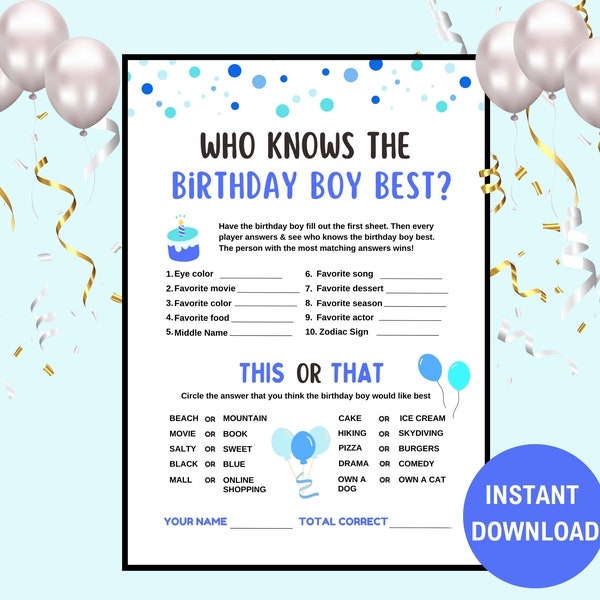 How Well Do You Know the Birthday Boy - Etsy