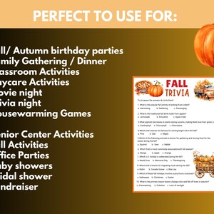 Fall Trivia Game, Autumn Themed Quiz, Fun Fall Activity for Kids and ...