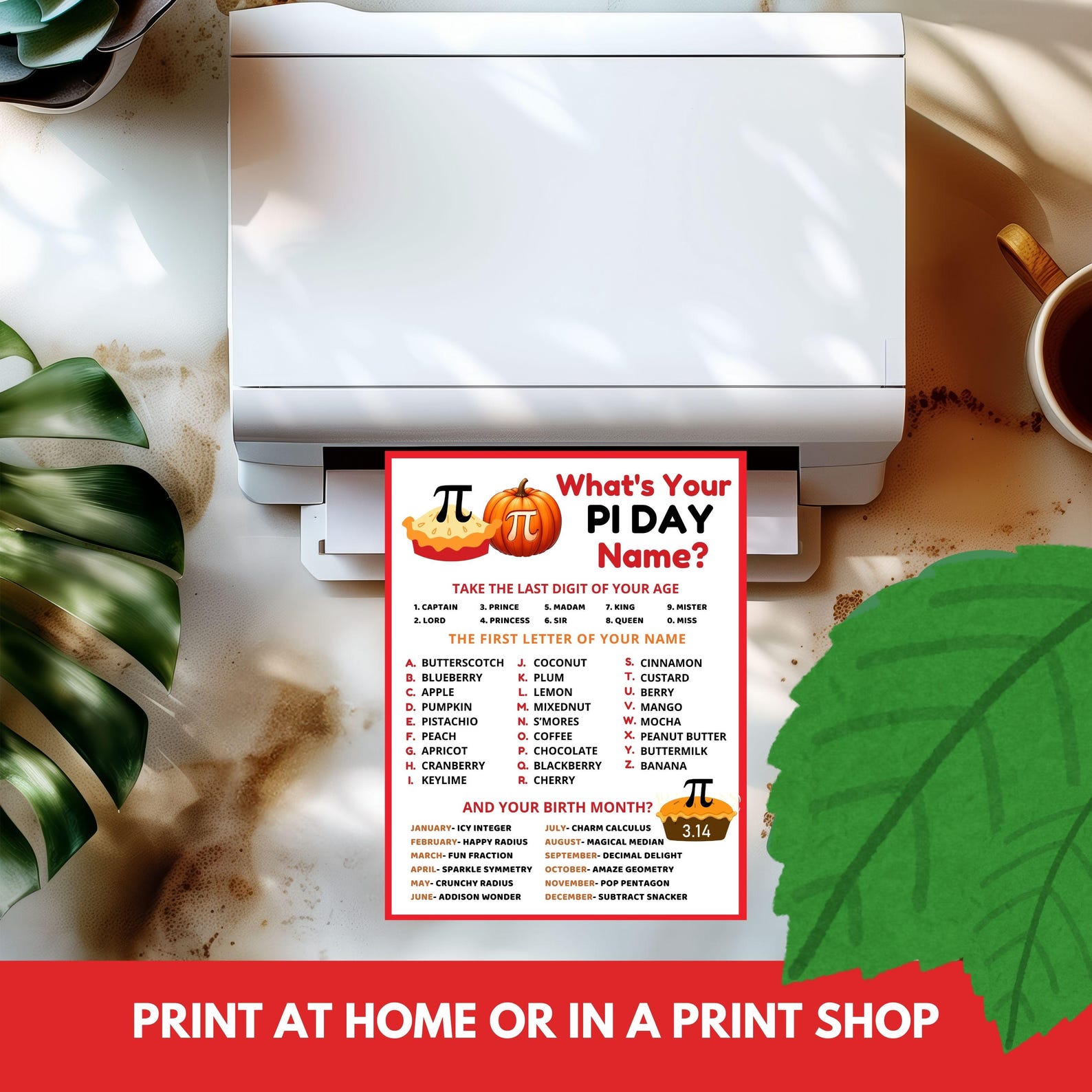 What's Your Pi Day Name Game With Name Tags and Sign, Pi Day Printable for Kids and Adults, Pi ...