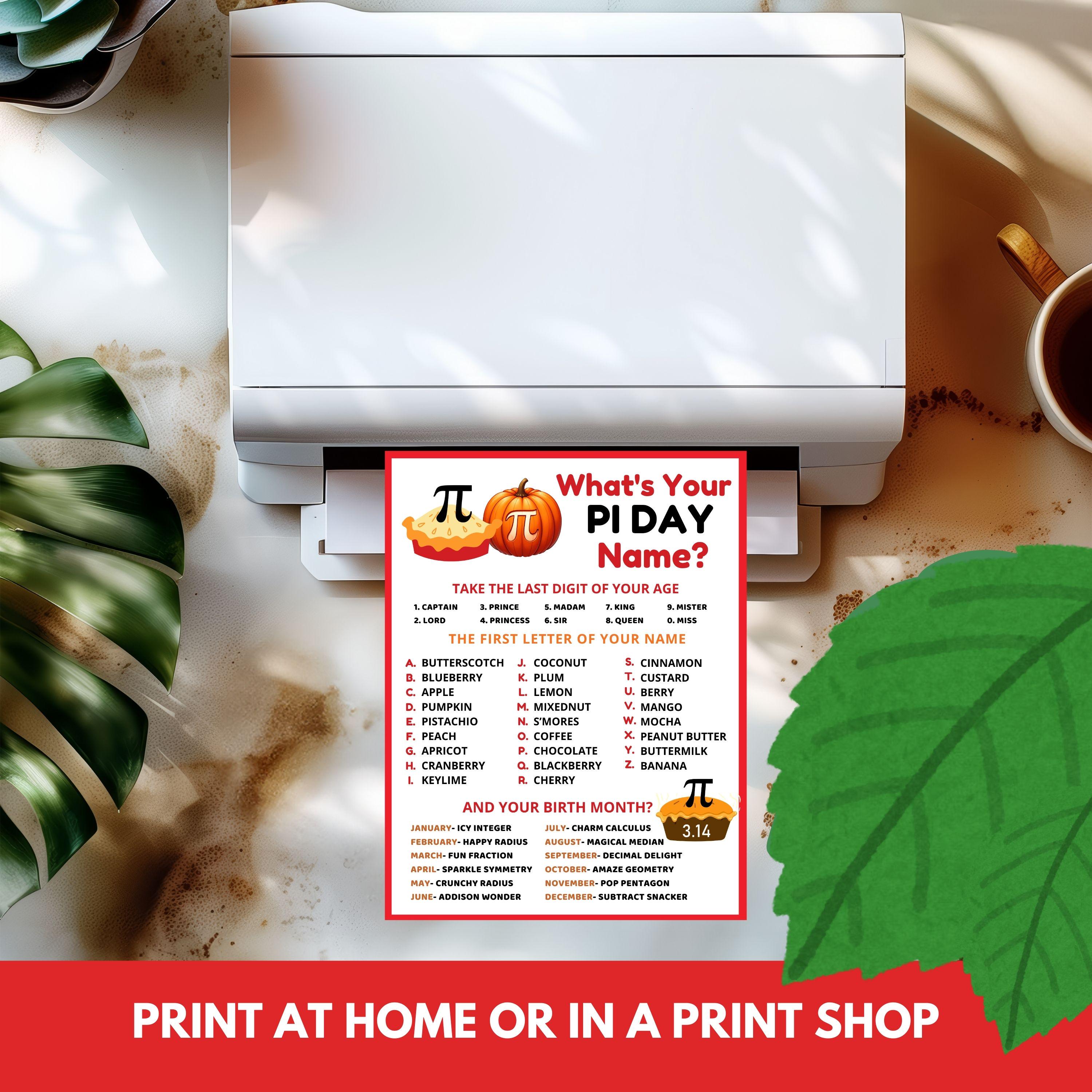 What's Your Pi Day Name Game With Name Tags and Sign, Pi Day Printable ...