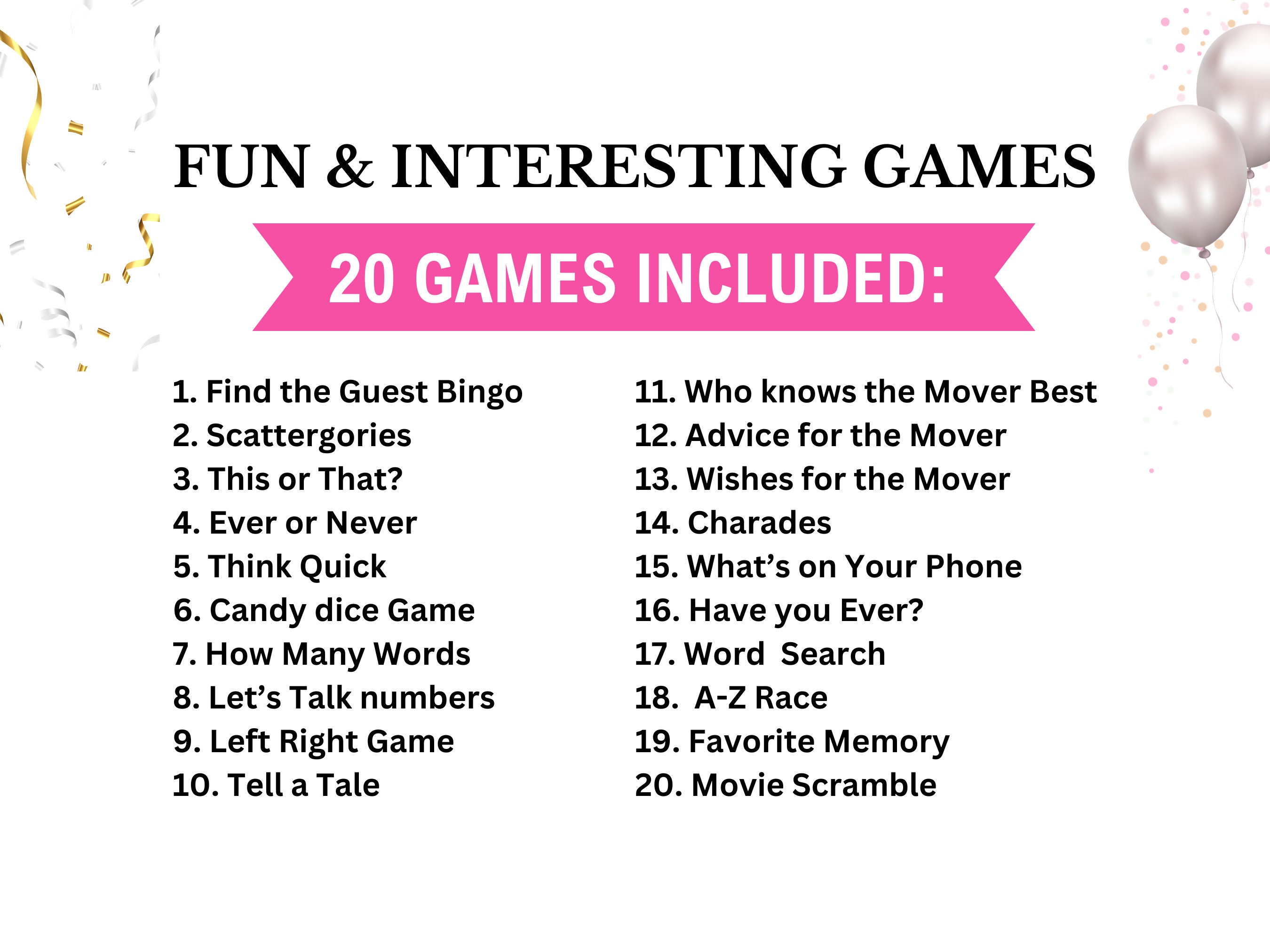 Going Away Party Games-20 Moving Away Games, Farewell Party Bundle ...