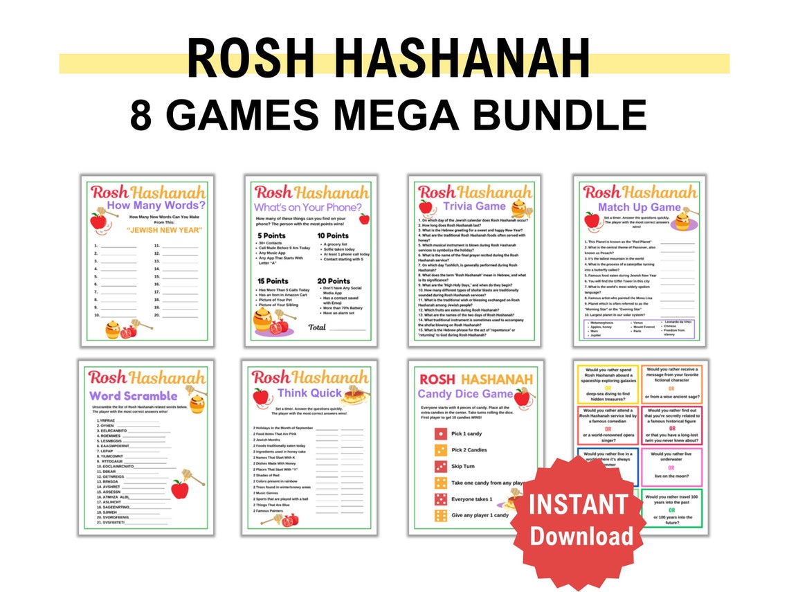 Rosh Hashanah Games Bundle, Rosh Hashanah Trivia, Would You Rather ...