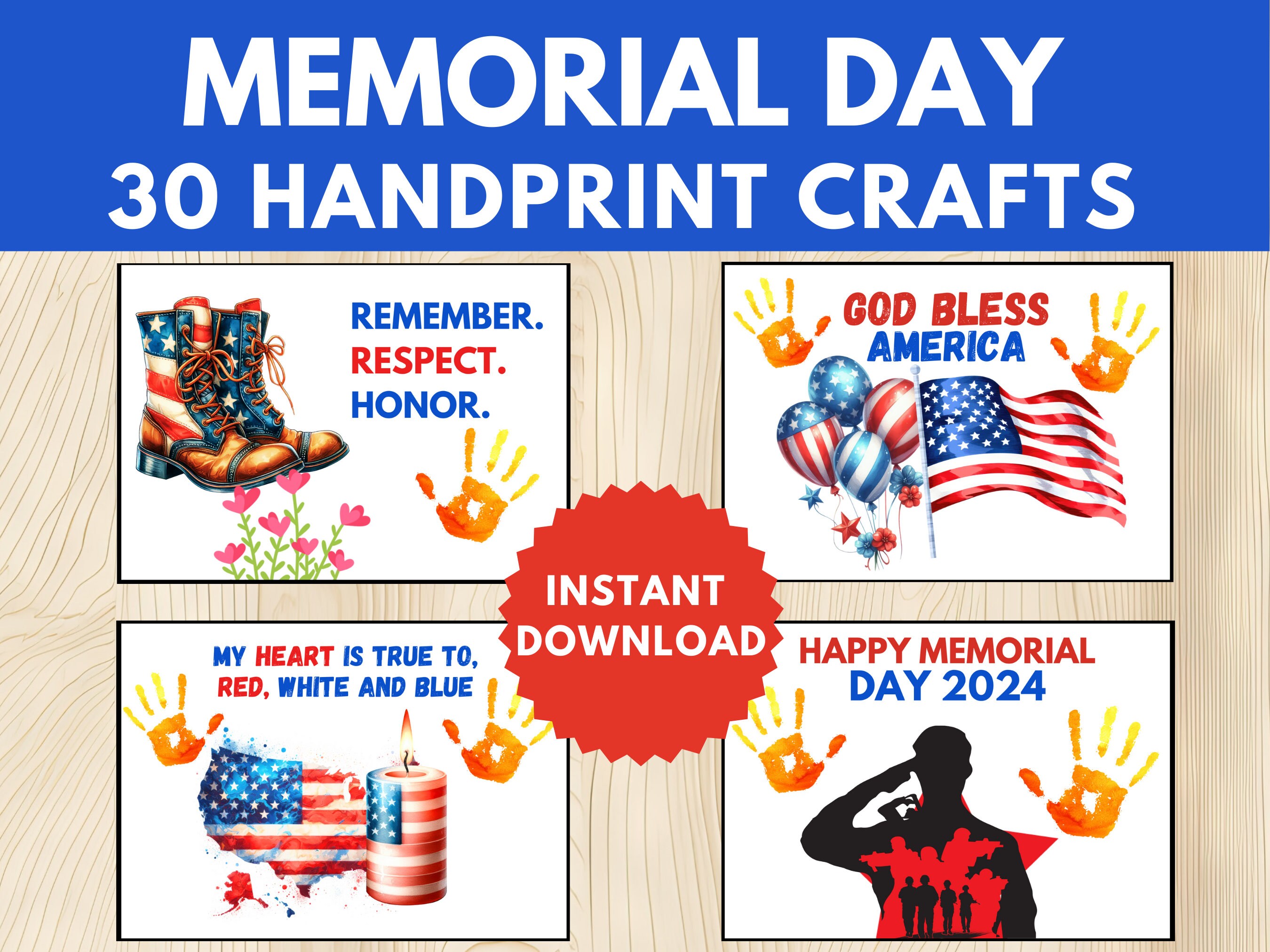 Memorial Day Handprint Bundle, Patriotic Activity, Memorial Day 2024 ...