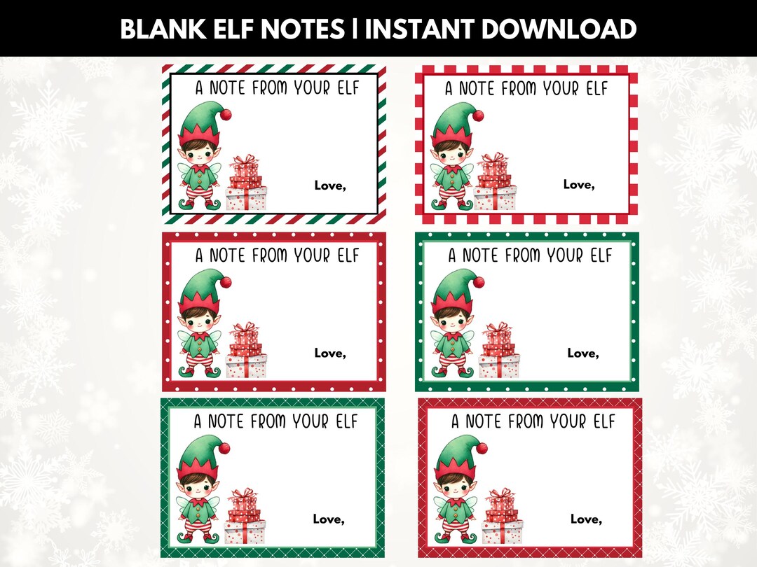 Blank Elf Notes, Note From Your Elf, Elf Notes Printable, Elf Arrival ...