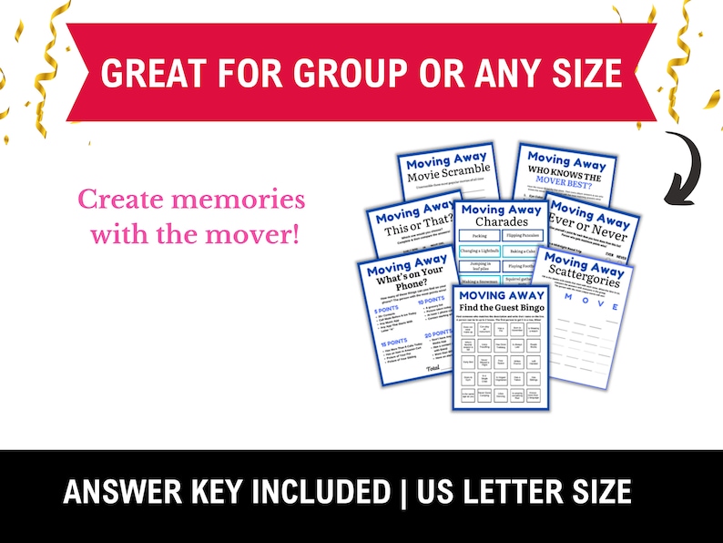 Going Away Party Games-20 Moving Away Games, Farewell Party Bundle ...