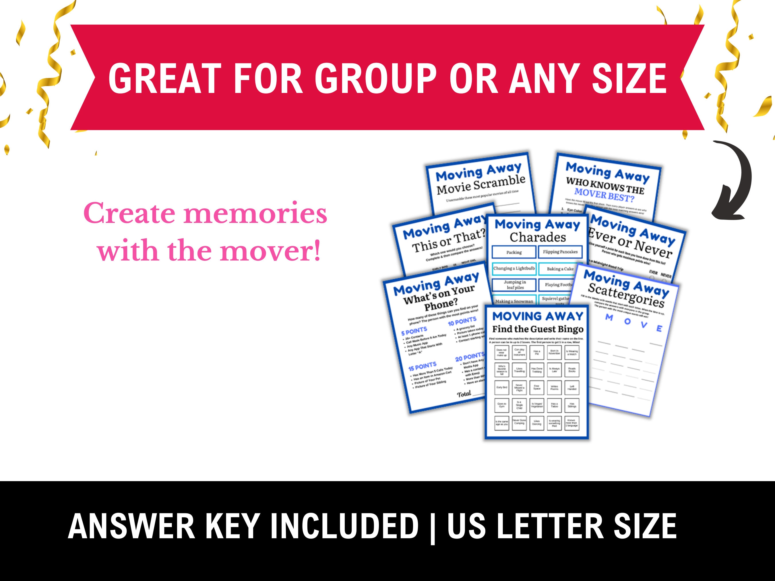 Going Away Party Games-20 Moving Away Games, Farewell Party Bundle ...