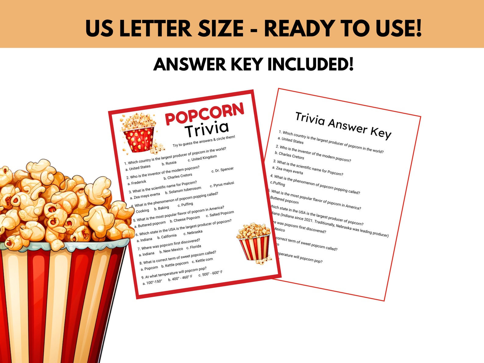 Popcorn Trivia Game, Popcorn Bar Activity, Popcorn Bar Baby Shower ...