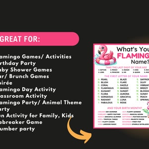 What's Your Flamingo Name Game With Name Tags + Flamingo Sign, Flamingo ...