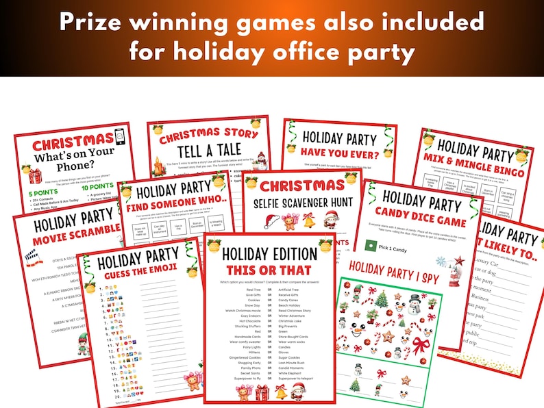 Holiday Office Party Games, Christmas Office Party Game Bundle ...