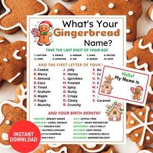 What's Your Gingerbread Name Game + Name Sign & Name Tags, Gingerbread ...