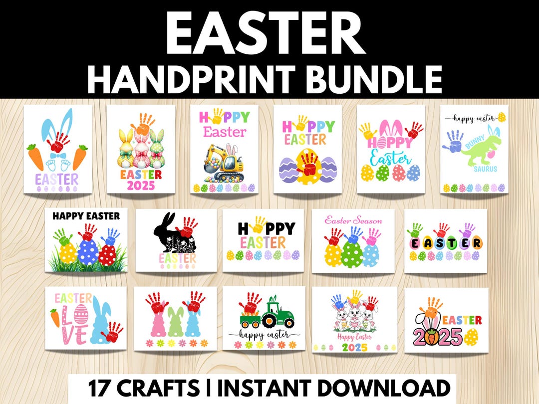 Easter Handprint Art Bundle, Easter Keepsake, Easter Footprint Craft ...
