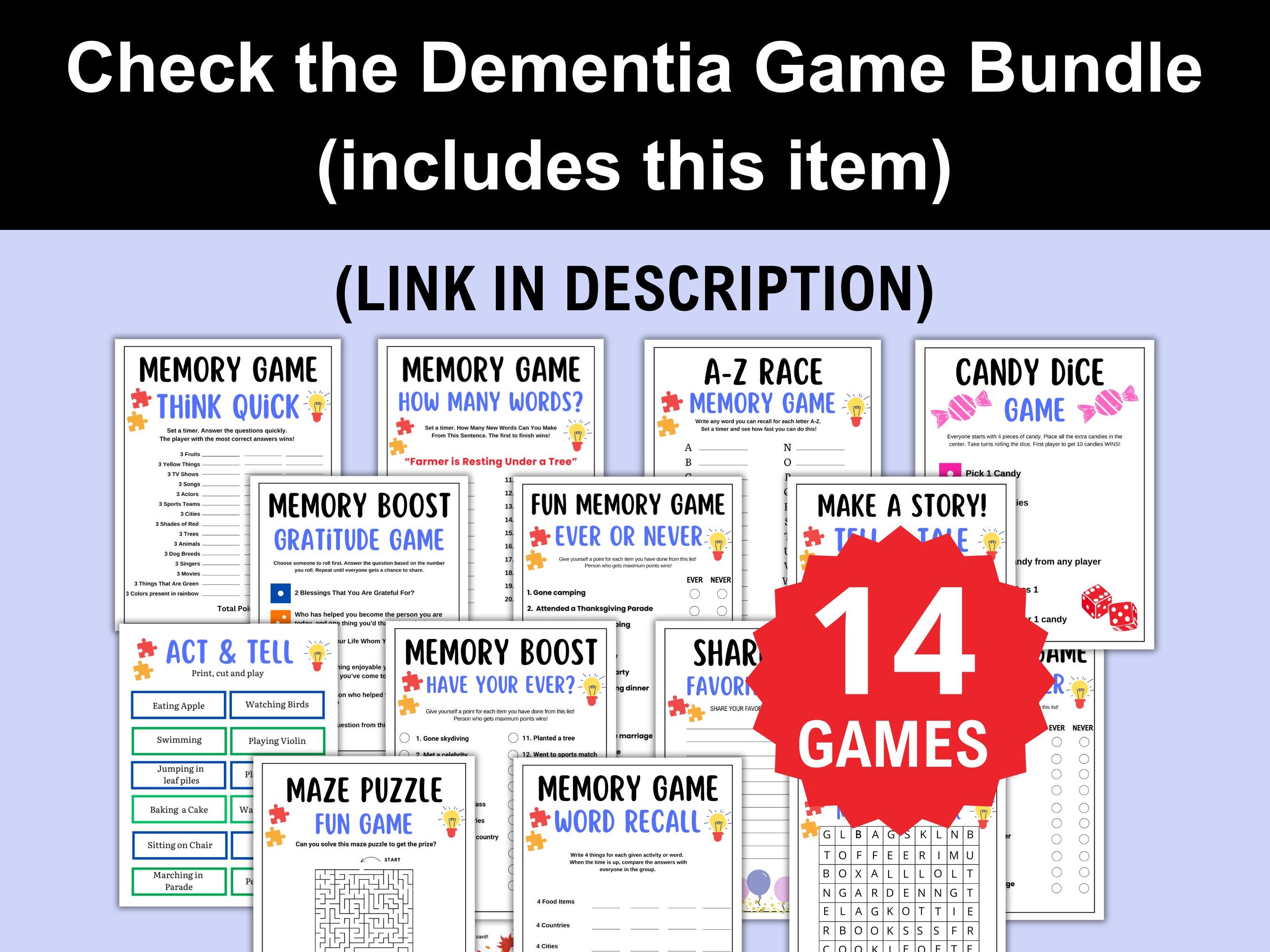 Dementia Think Quick Game, Dementia Activities, Brain Games, Memory ...