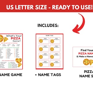 What's Your Pizza Name With Name Tags + Pizza Name Sign, Pizza Day ...