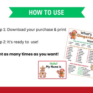 What's Your Gingerbread Name Game + Name Sign & Name Tags, Gingerbread ...