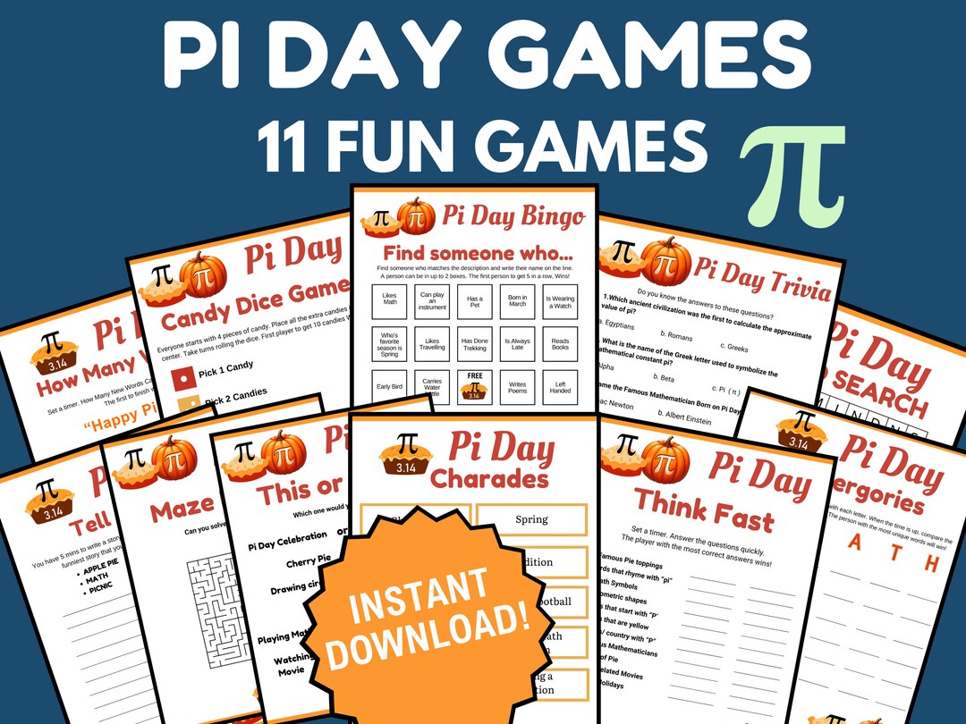 Pi Day Games- 11 Games, Pi Day Celebration, Pi Day Activities, Pi Day Party, Pi Day Trivia, Pi ...