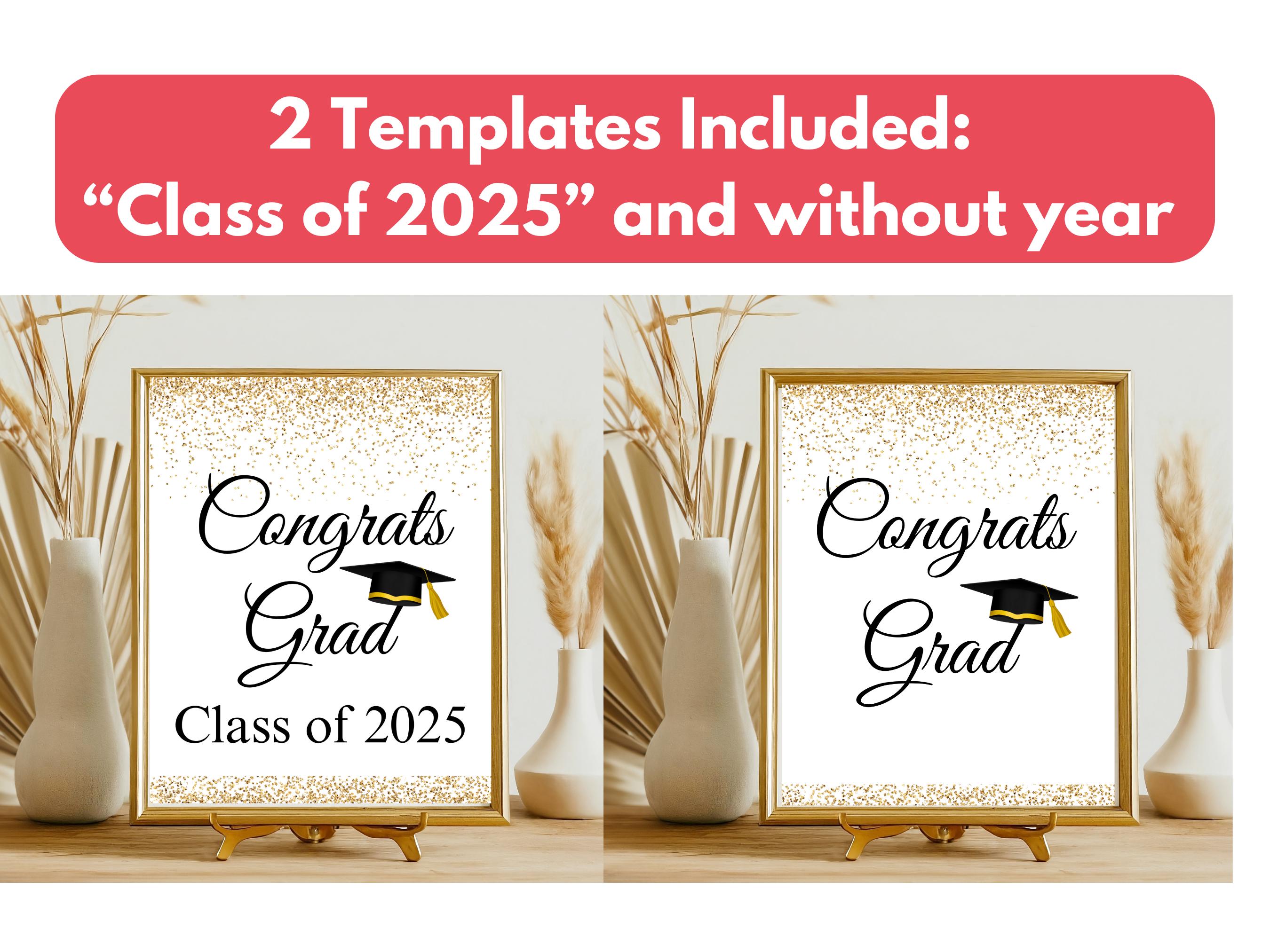 Congrats Grad 2025 Sign, 2025 Graduation Party Sign Printable, Grad ...