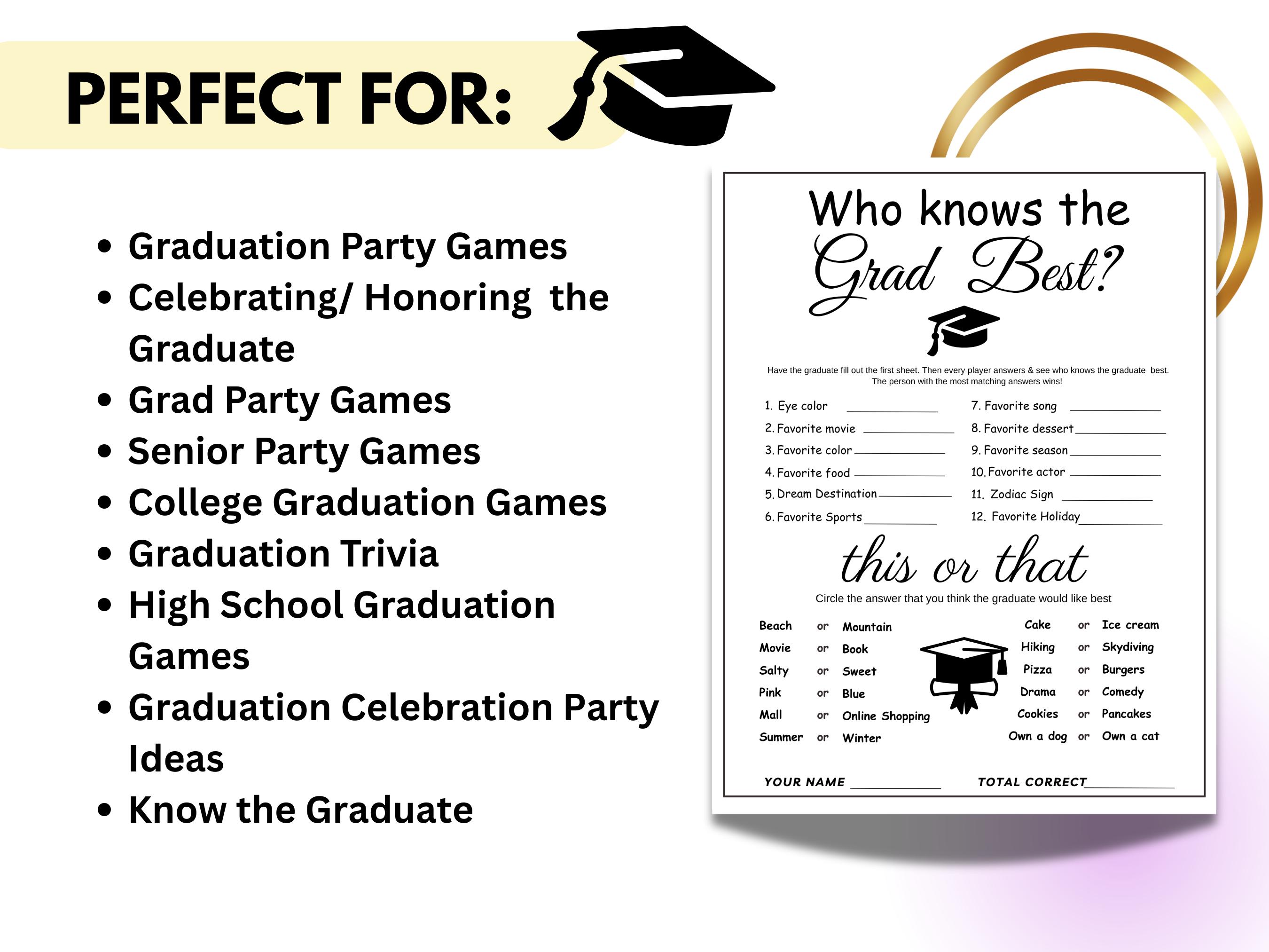 Graduation Game, Who Knows the Graduate Best, Graduation Trivia Game ...