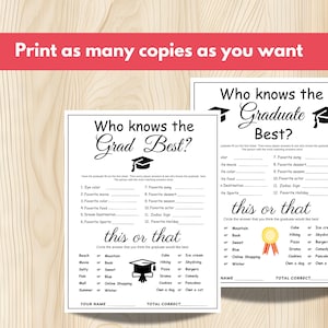 Graduation Game, Who Knows the Graduate Best, Graduation Trivia Game ...