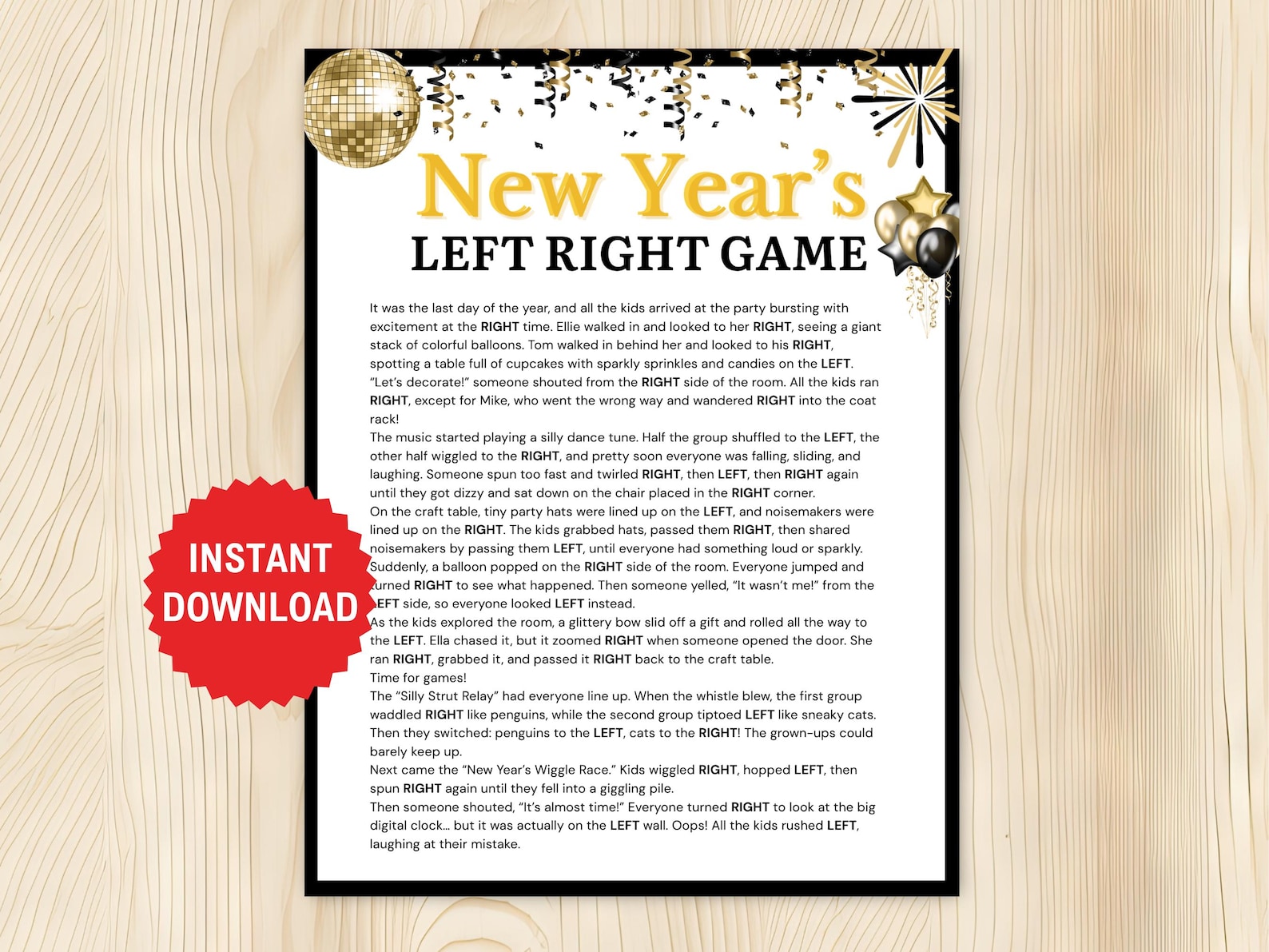 New Years Left Right Game 2026, New Years Pass the Prize Game, New Year ...